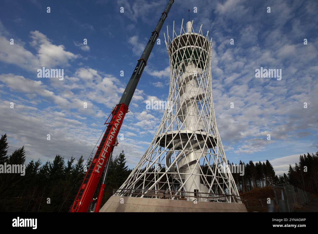 Ellrich, Germany. 21st Nov, 2024. A crane is used to place the ...