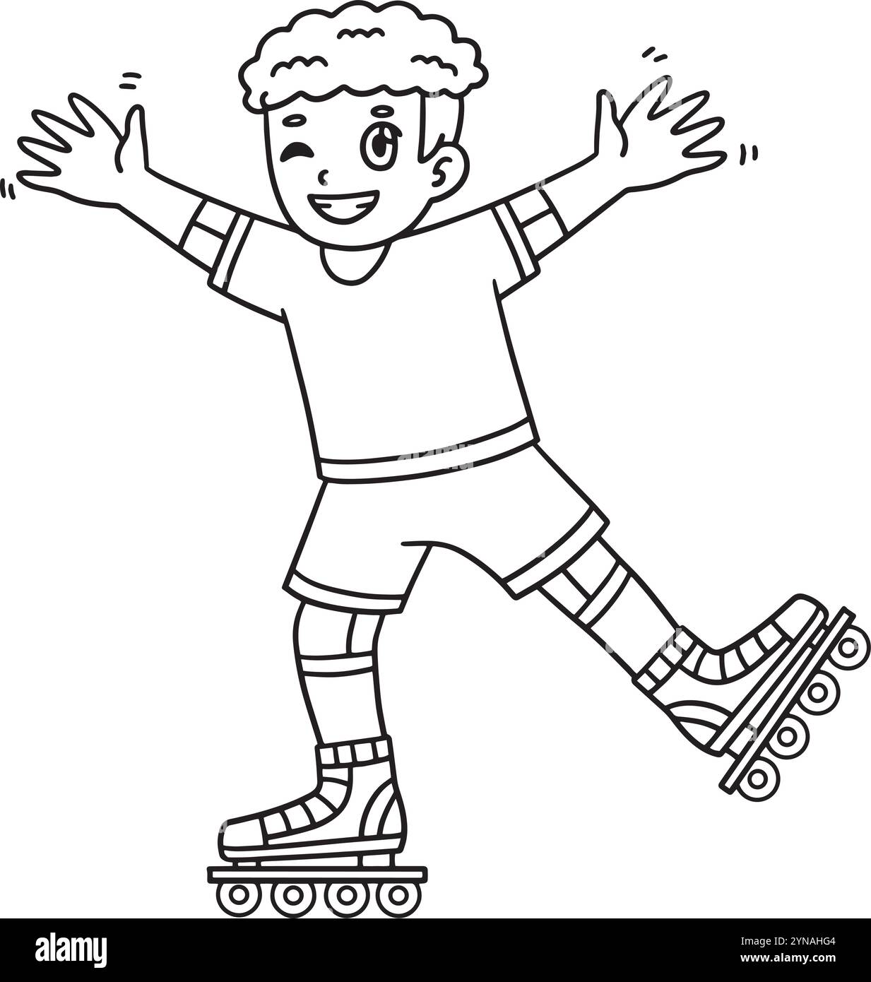 Inline Skater Waving Isolated Coloring Page Stock Vector Image & Art ...