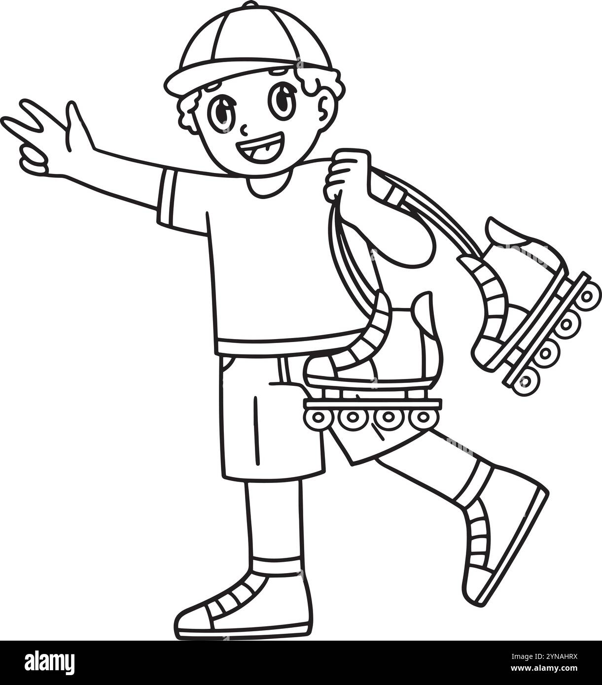 Inline Skater Carrying Skates Isolated Coloring Stock Vector Image ...