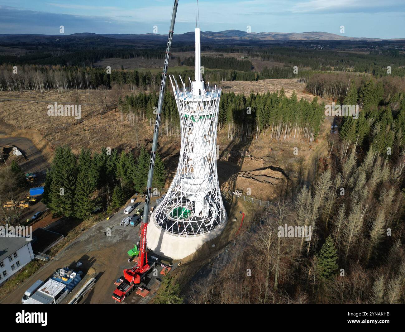 Ellrich, Germany. 21st Nov, 2024. A crane is used to place the ...