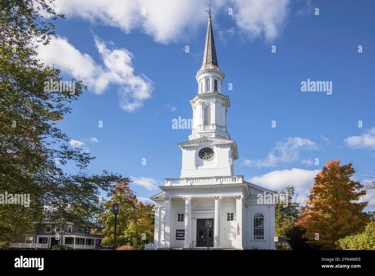 first parish church on battle green in lexington Massachusetts usa ...