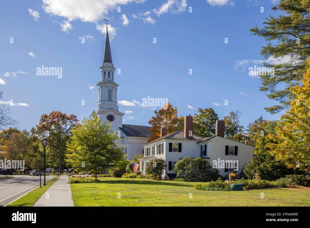 first parish church on battle green in lexington Massachusetts usa ...