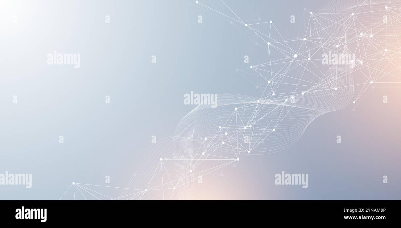 Digital network connect data lines and dots technology background template. Plexus effect ...
