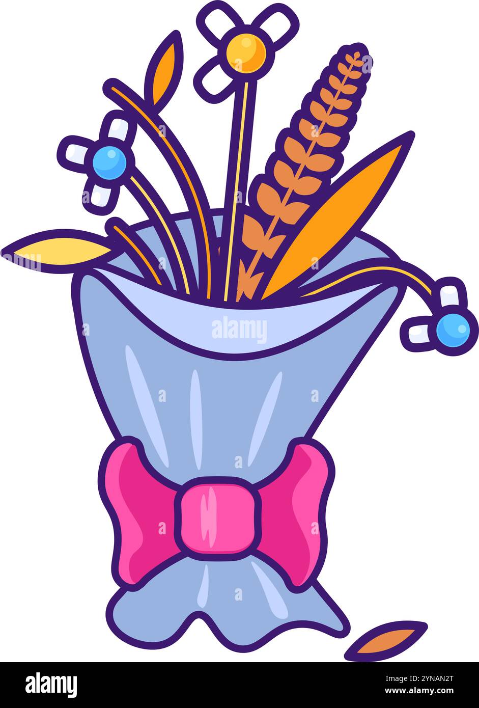 Vector graphic illustration of bouquet of withered flowers in a vibrant ...