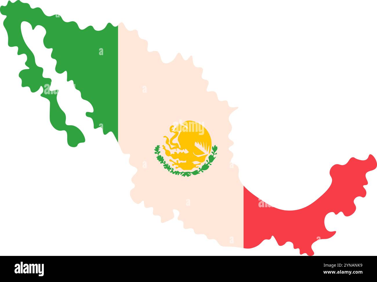 Outline of border of country of Mexico in form of national flag ...