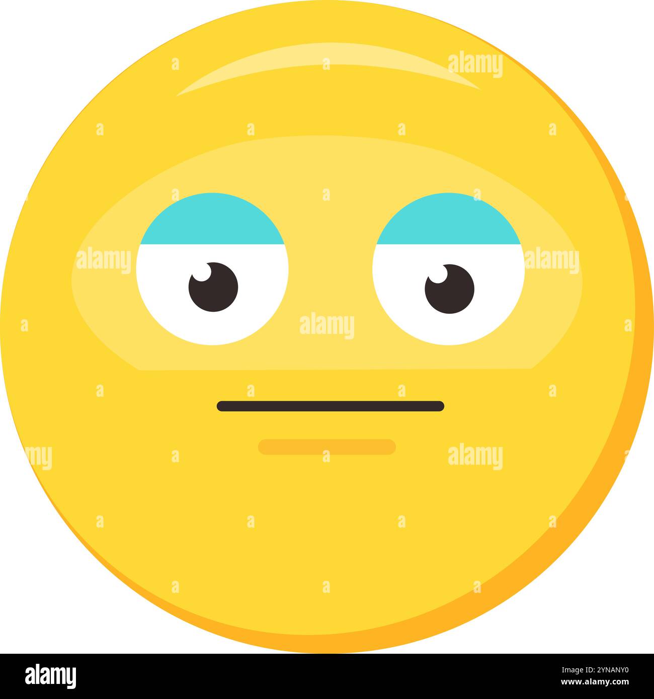Bored neutral emoji facial expression, fatigue emoticon icon. Colorful ...