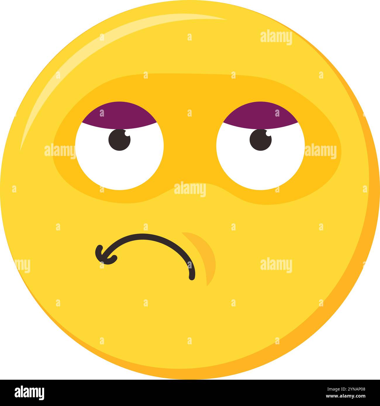 Bored neutral emoji facial expression, fatigue emoticon icon. Colorful ...