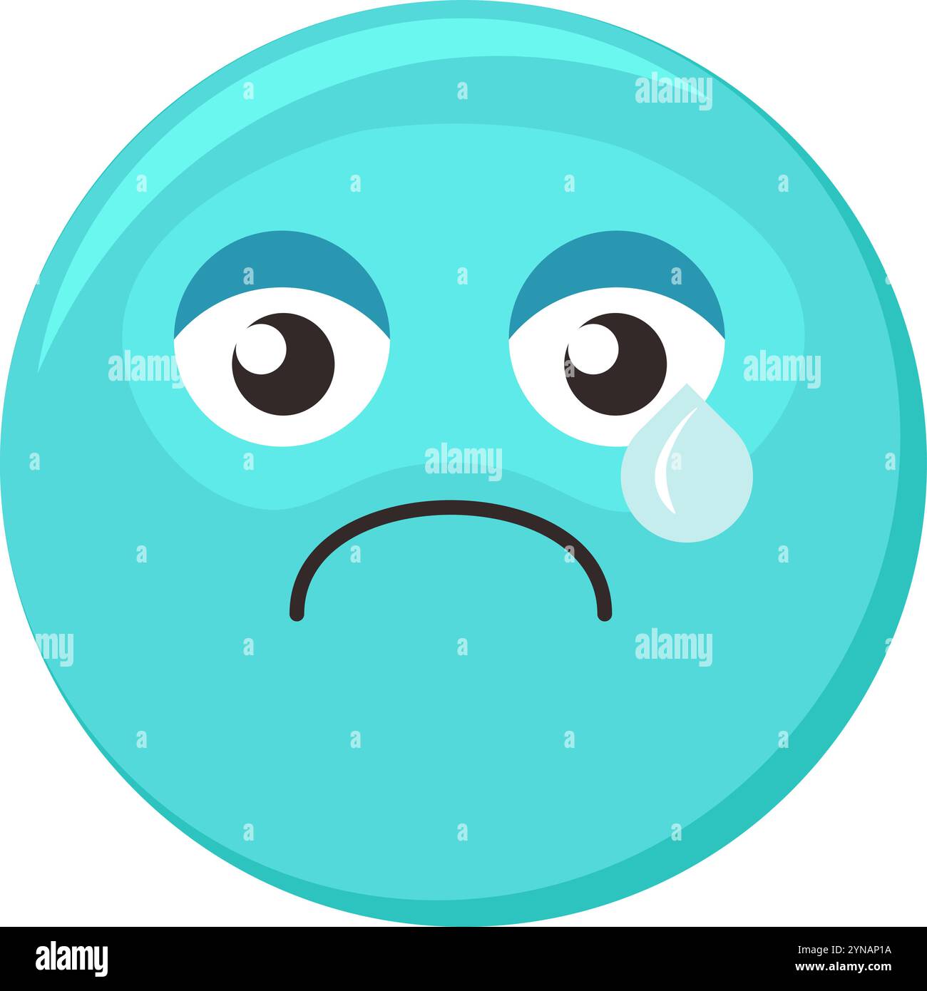 Sad, unhappy emoji facial expression tearful, weeping, depressed emoticon icon. Colorful vector ...