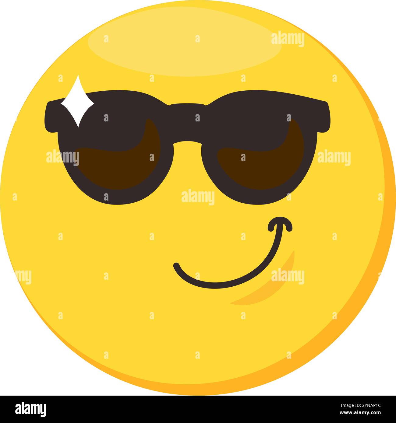 Confident, happy emoji facial expression. Colorful vector smiling ...