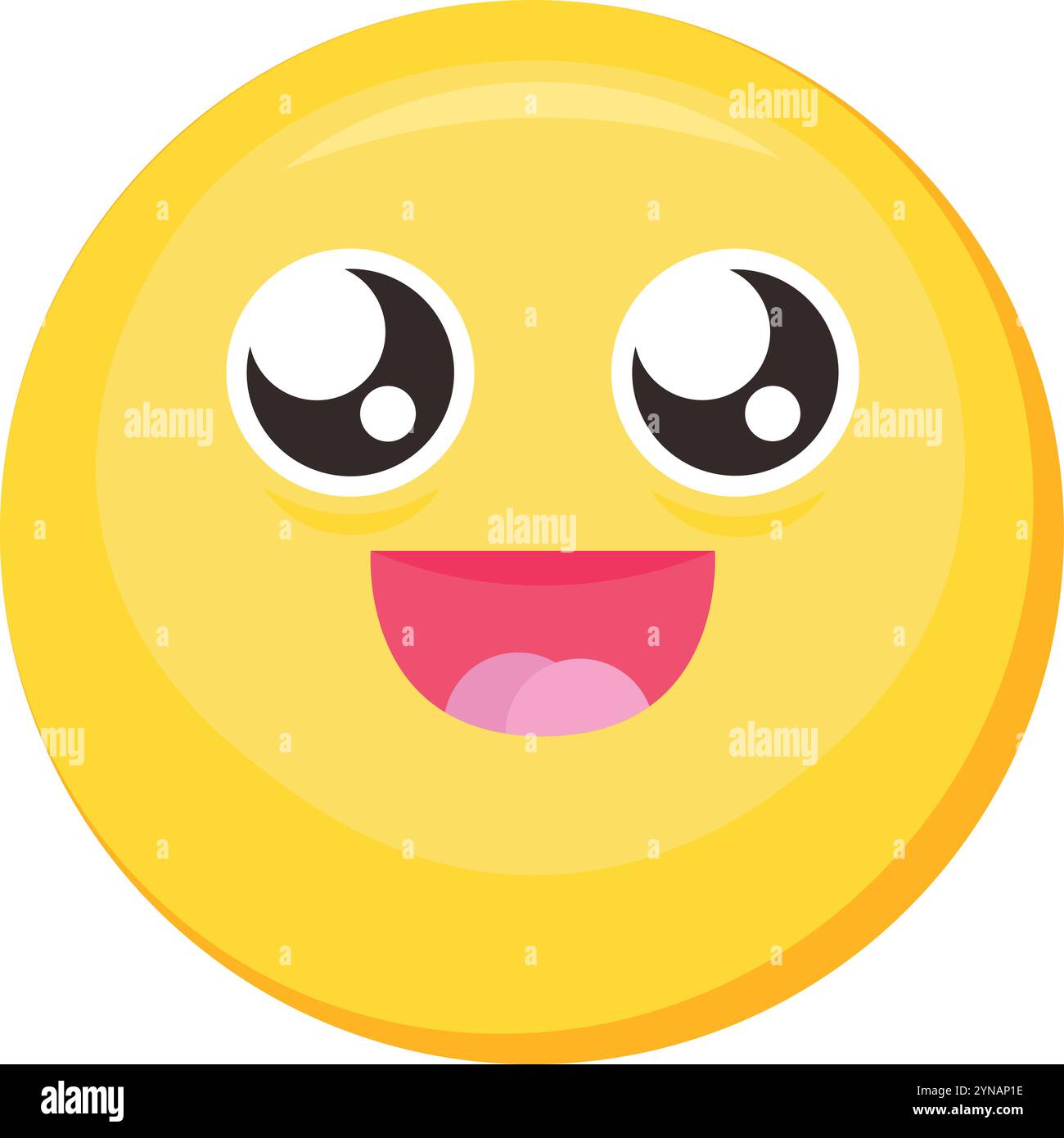 Cute emoji facial expression. Colorful vector excited smile emoticon ...
