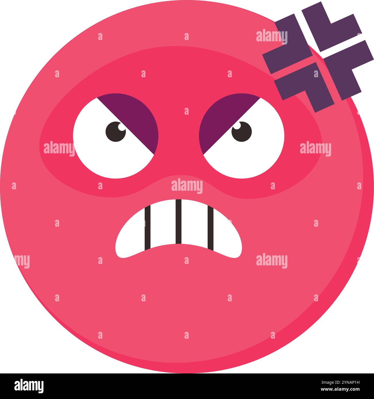 Furious facial expression, angry, mad emoticon icon. Colorful vector emoji. Funny sticker ...