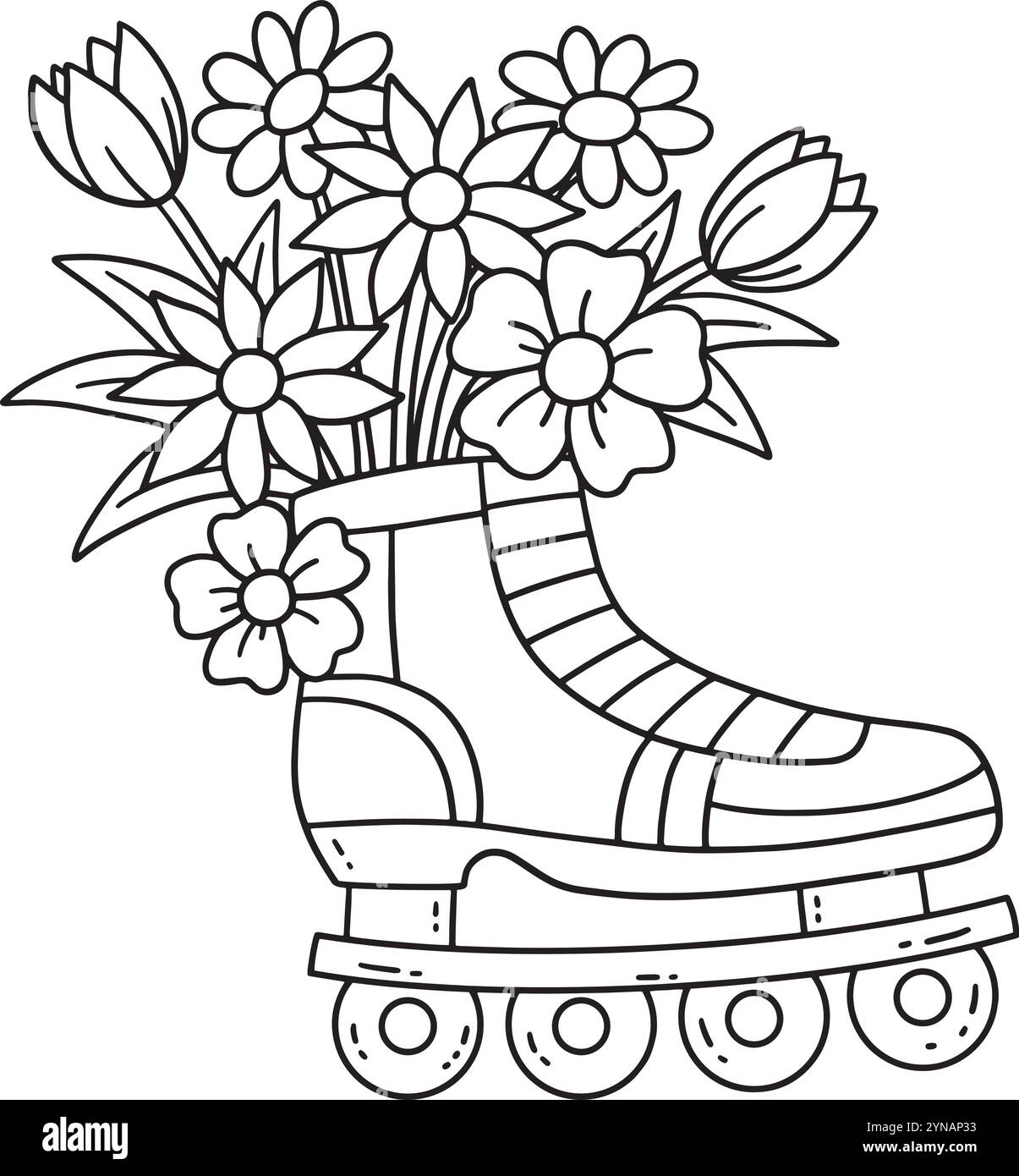 Inline Skates with Sprouting Flowers Isolated Stock Vector Image & Art ...