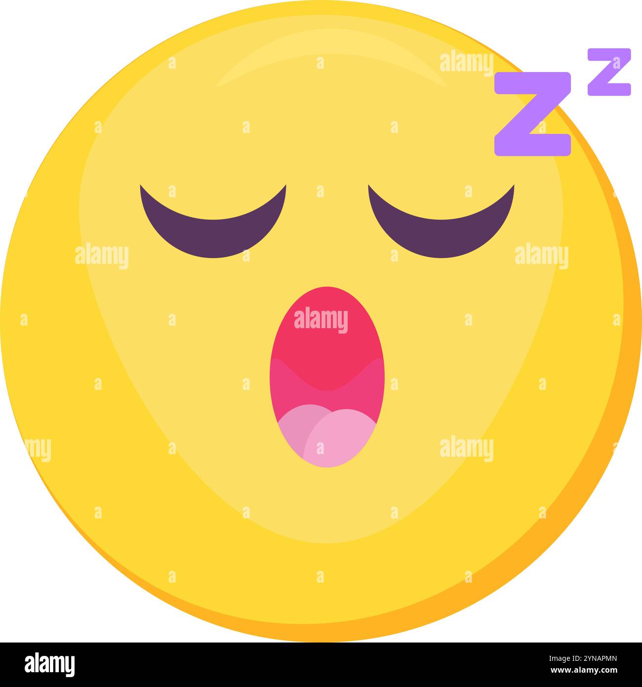 Sleeping emoji facial expression. Resting, weary, yawning emoticon icon. Colorful vector smiley ...