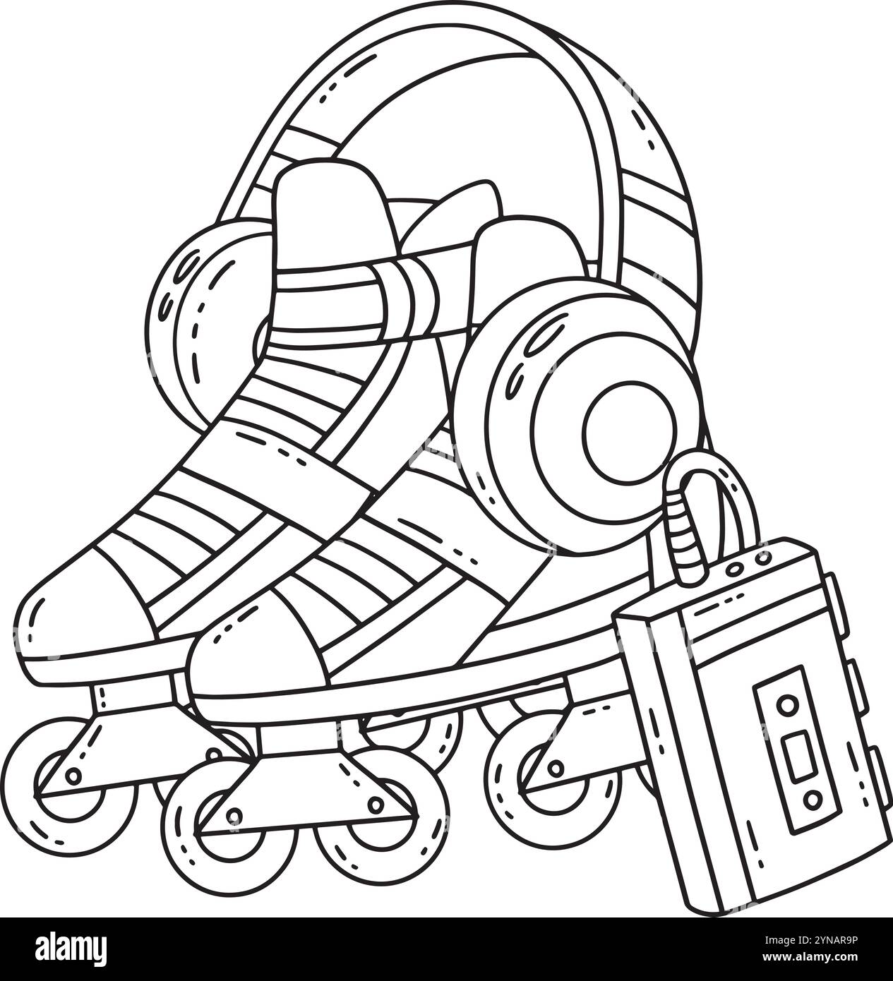Roller Skates and Headphones Isolated Coloring Stock Vector Image & Art ...