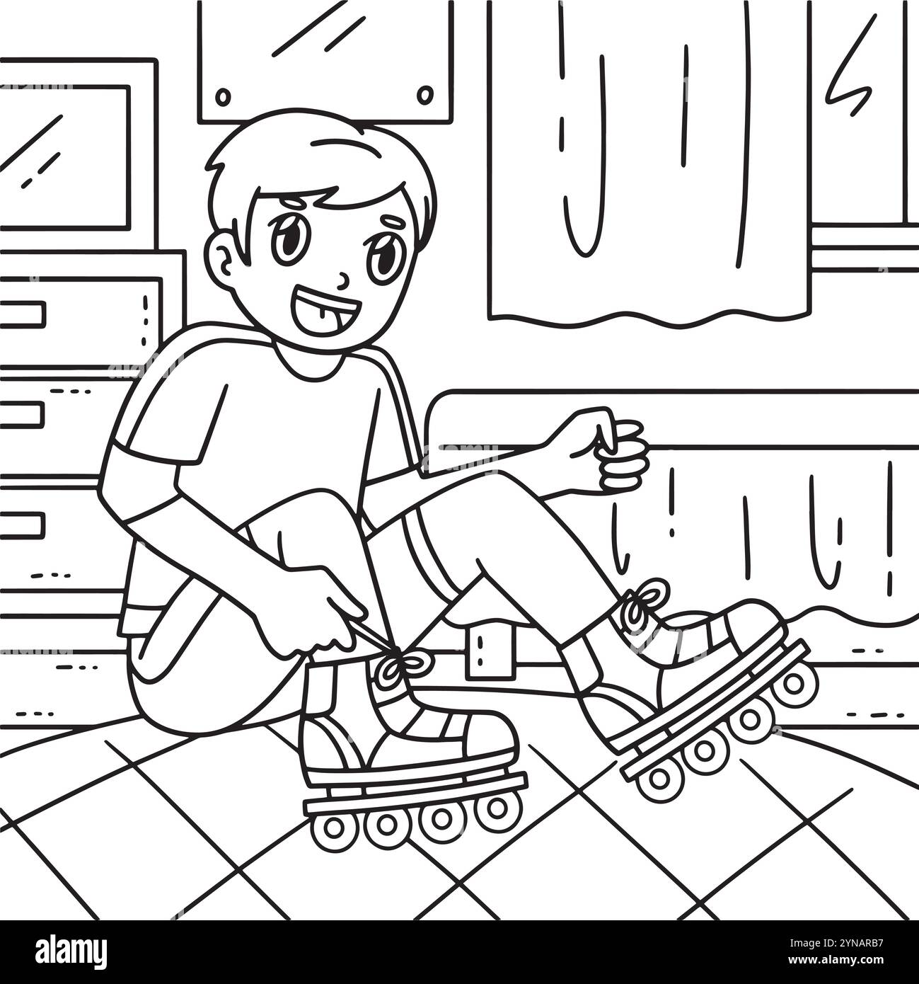 Inline Skater Wearing Skating Shoes Coloring Page Stock Vector Image ...