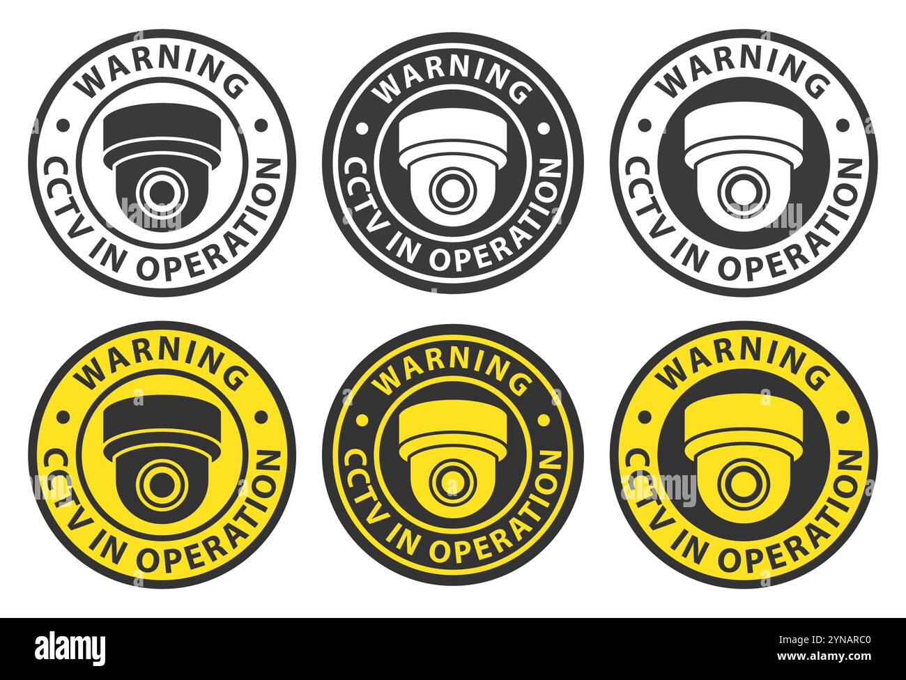 CCTV security camera circle sign icon set. Security cameras in use ...