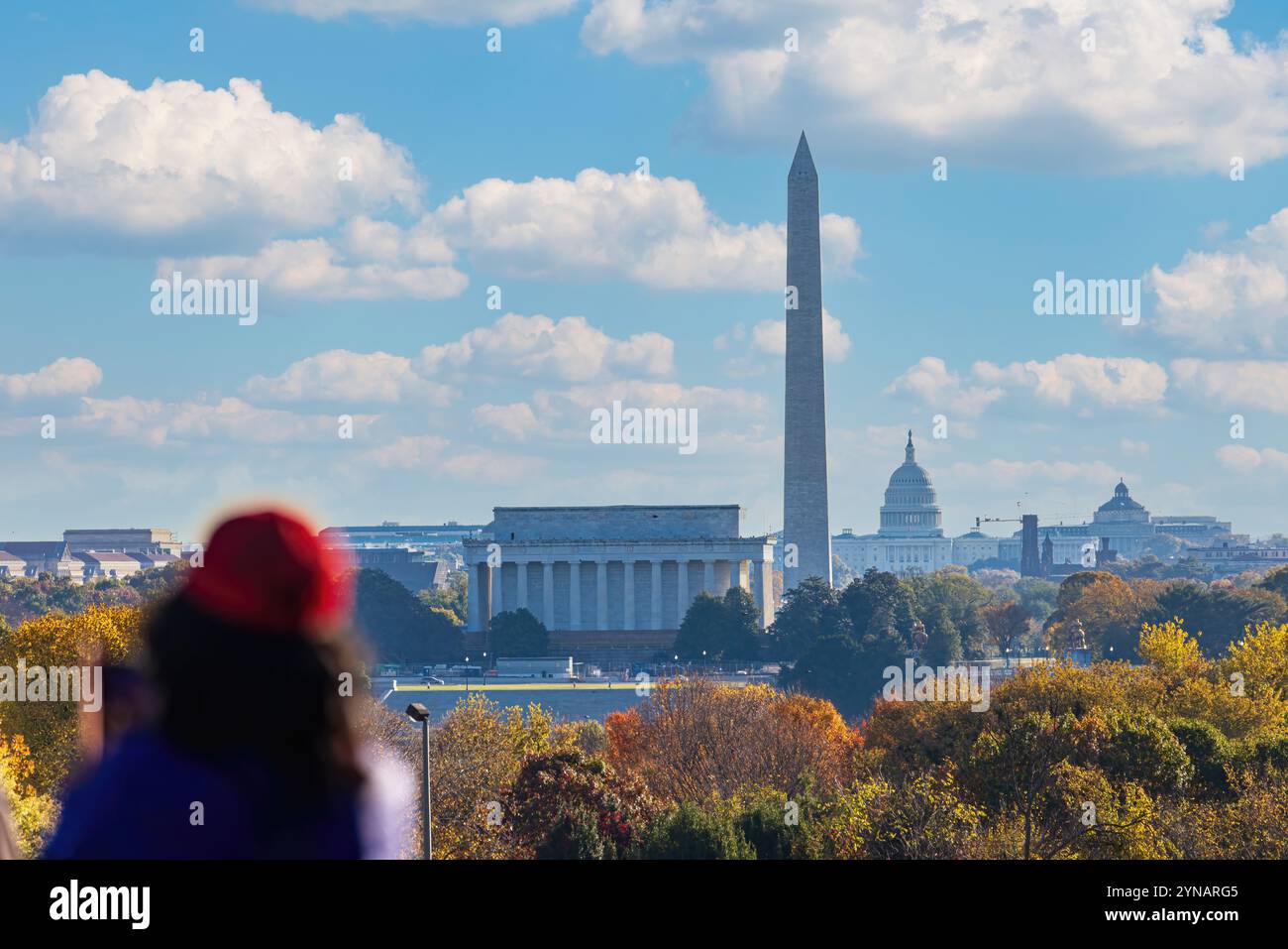 Looking at the cityscape panorama of Washington D.C. with United States ...