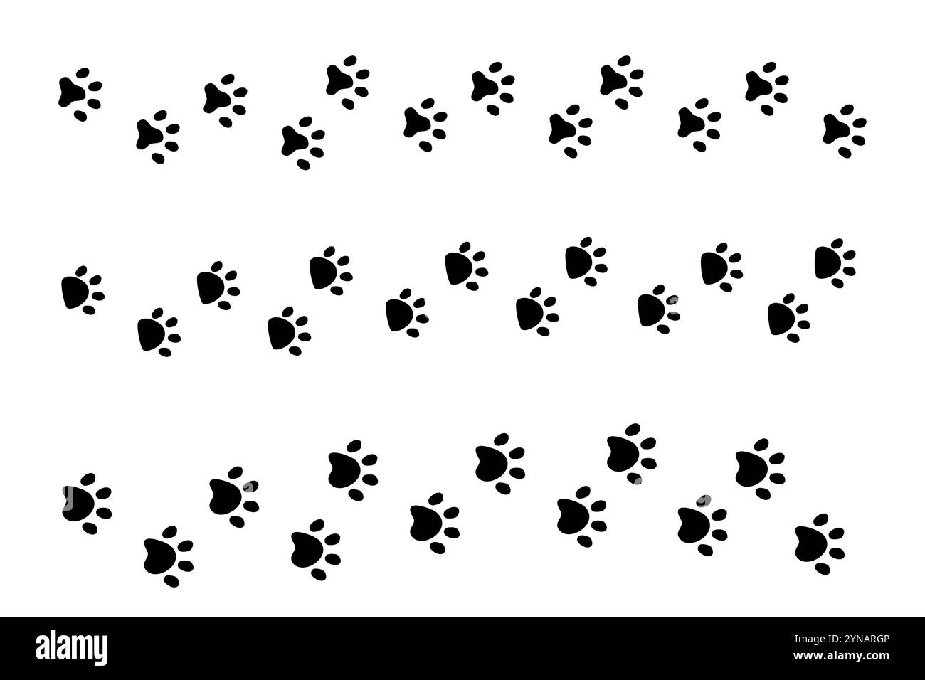 Paw print, dog or cat walk foot trace border. Pet footsteps trail ...