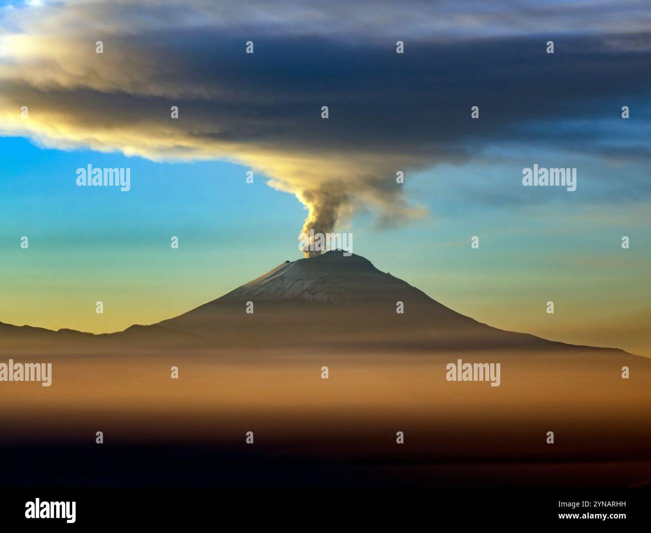 the Popocatepetl volcano mexico aerial view at sunrise Stock Photo - Alamy