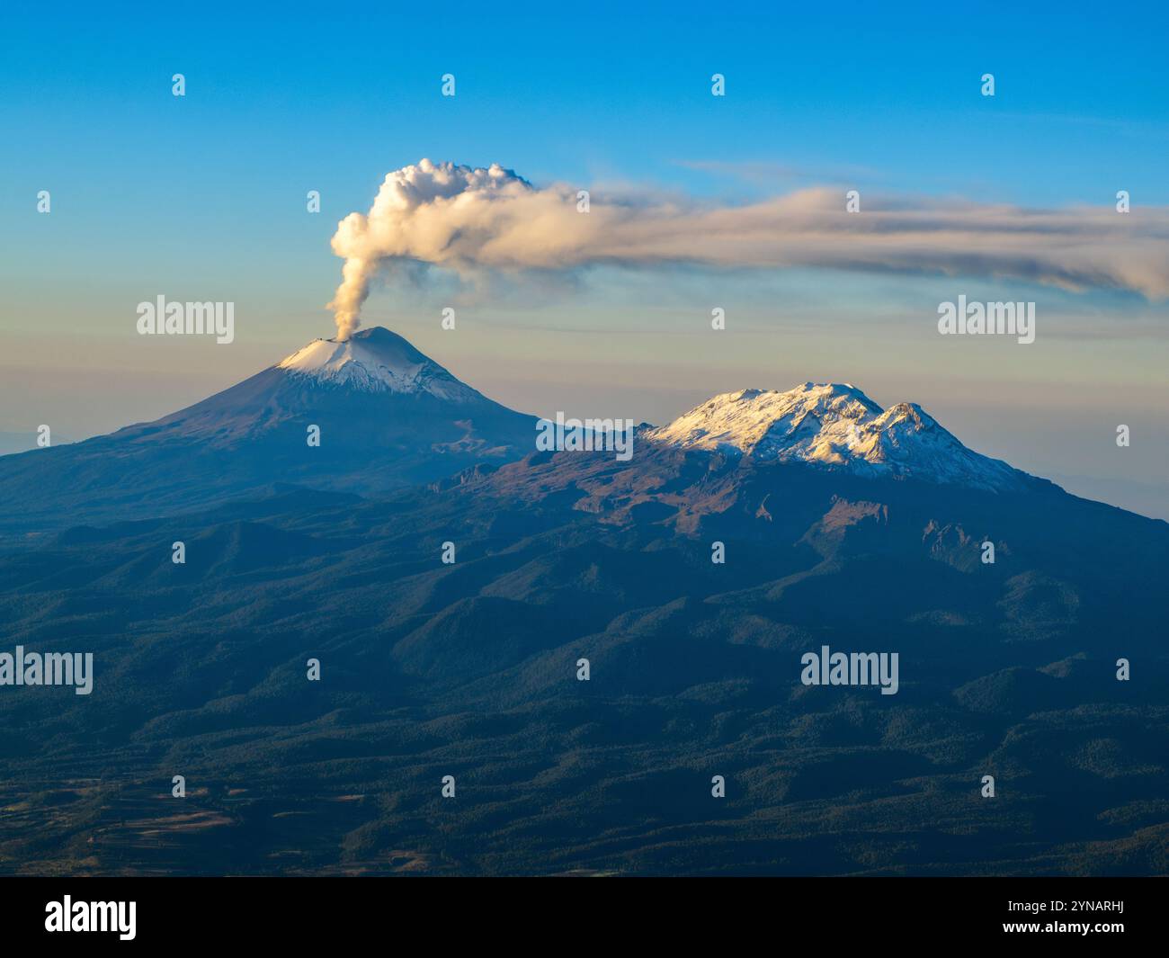 the Popocatepetl volcano mexico aerial view at sunrise Stock Photo - Alamy