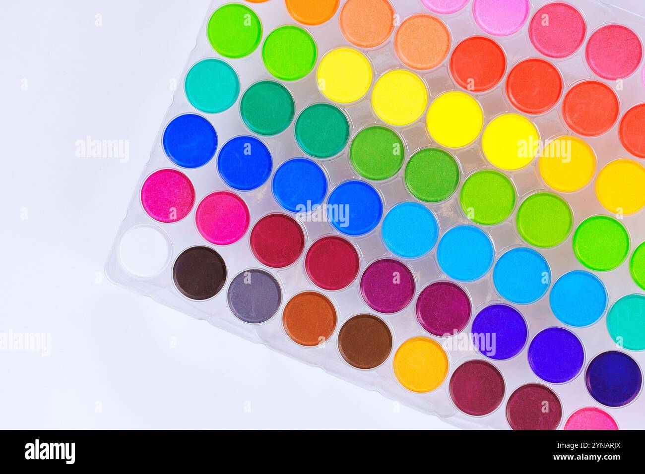 Artists hobbyists essential tools, colorful paints palette of ...