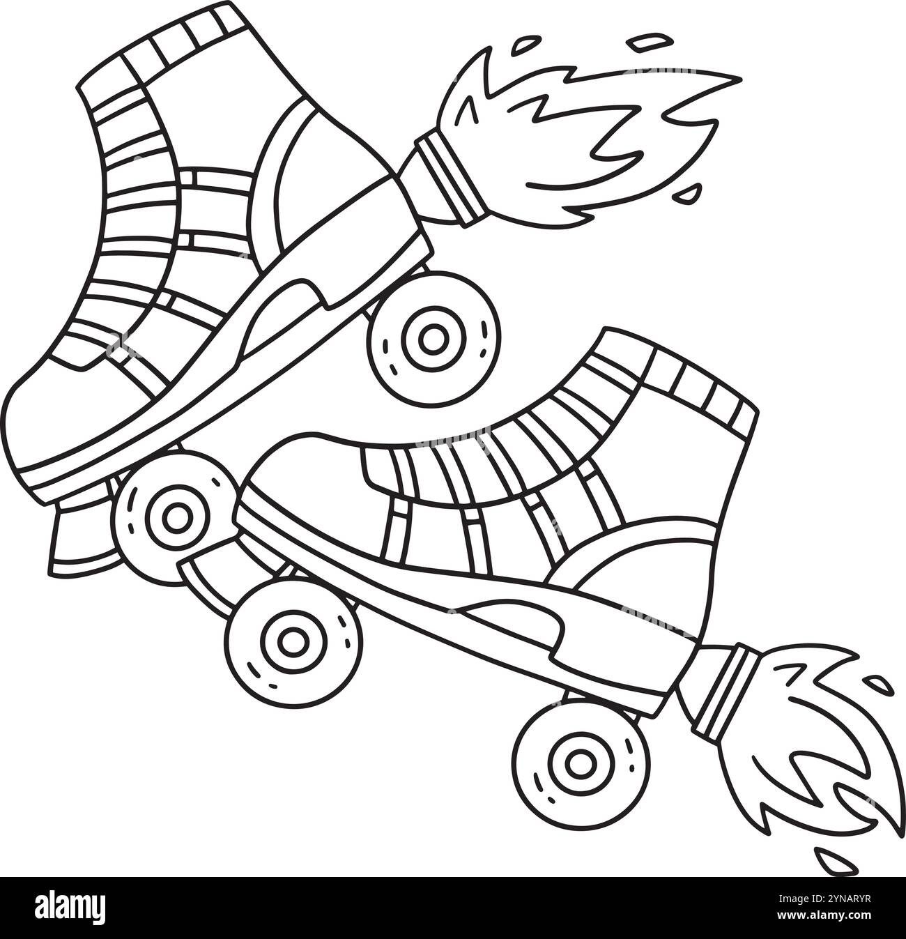 Roller Skate with Rockets Isolated Coloring Page Stock Vector Image ...
