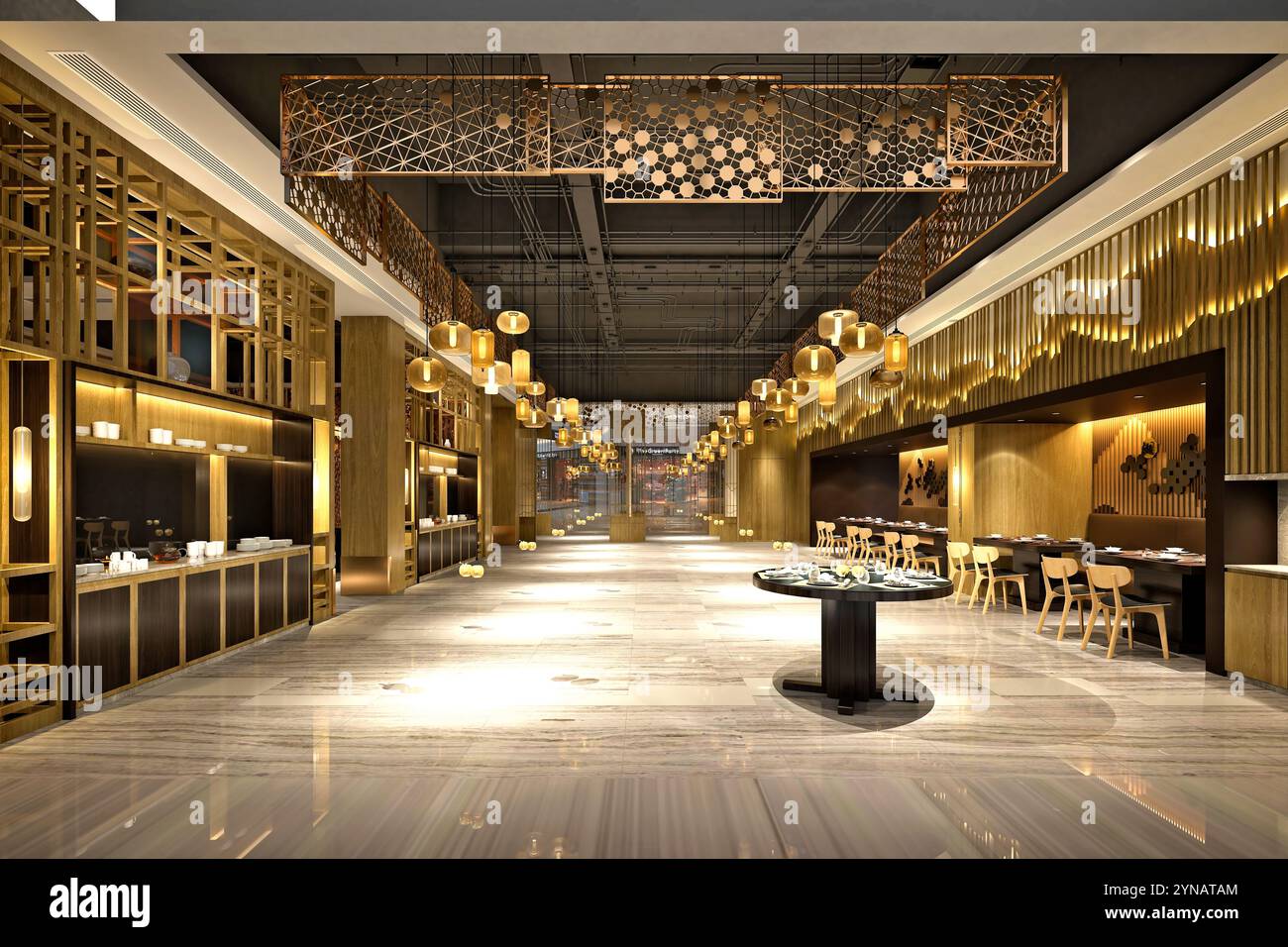 3d render cafe restaurant interior Stock Photo - Alamy