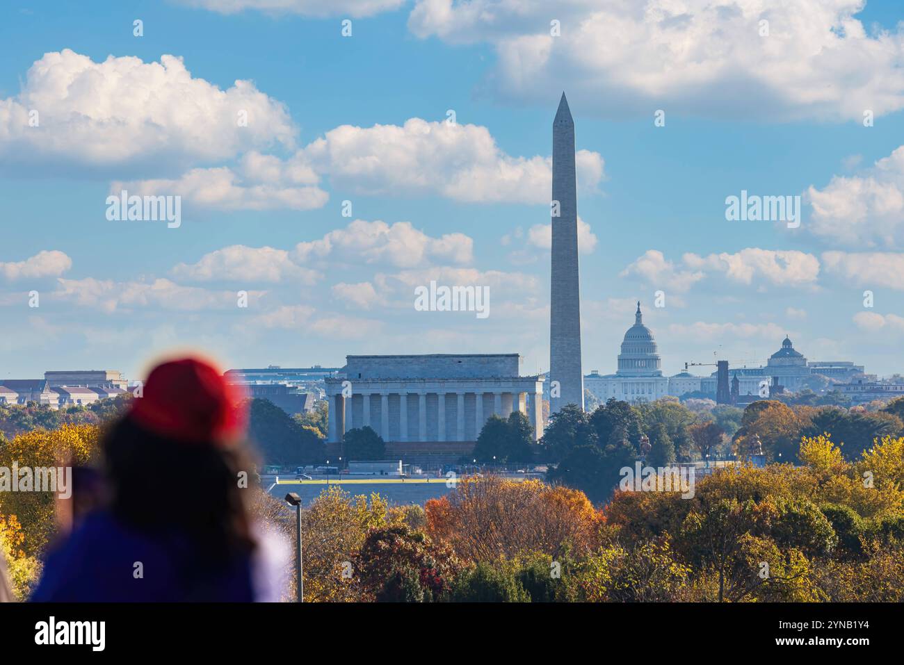 Looking at the cityscape panorama of Washington D.C. with United States ...