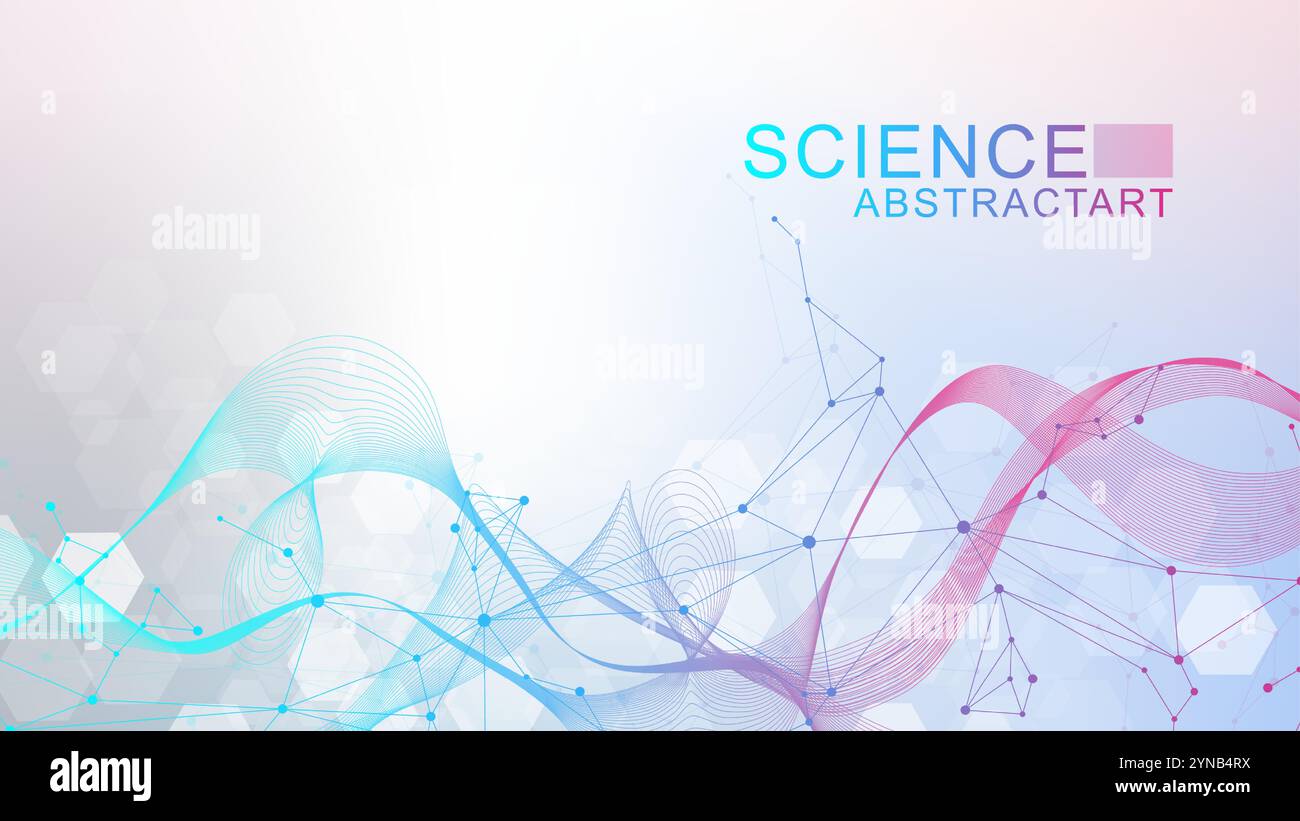 Abstract technology connect background lines and dots with hexagons ...