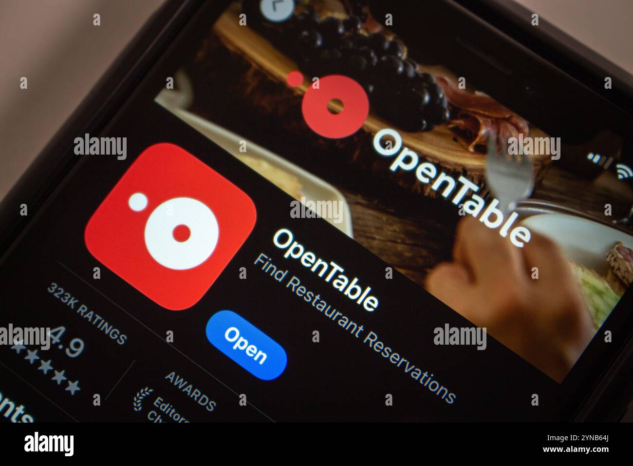 OpenTable app is displayed in App Store. OpenTable is a US-based online ...