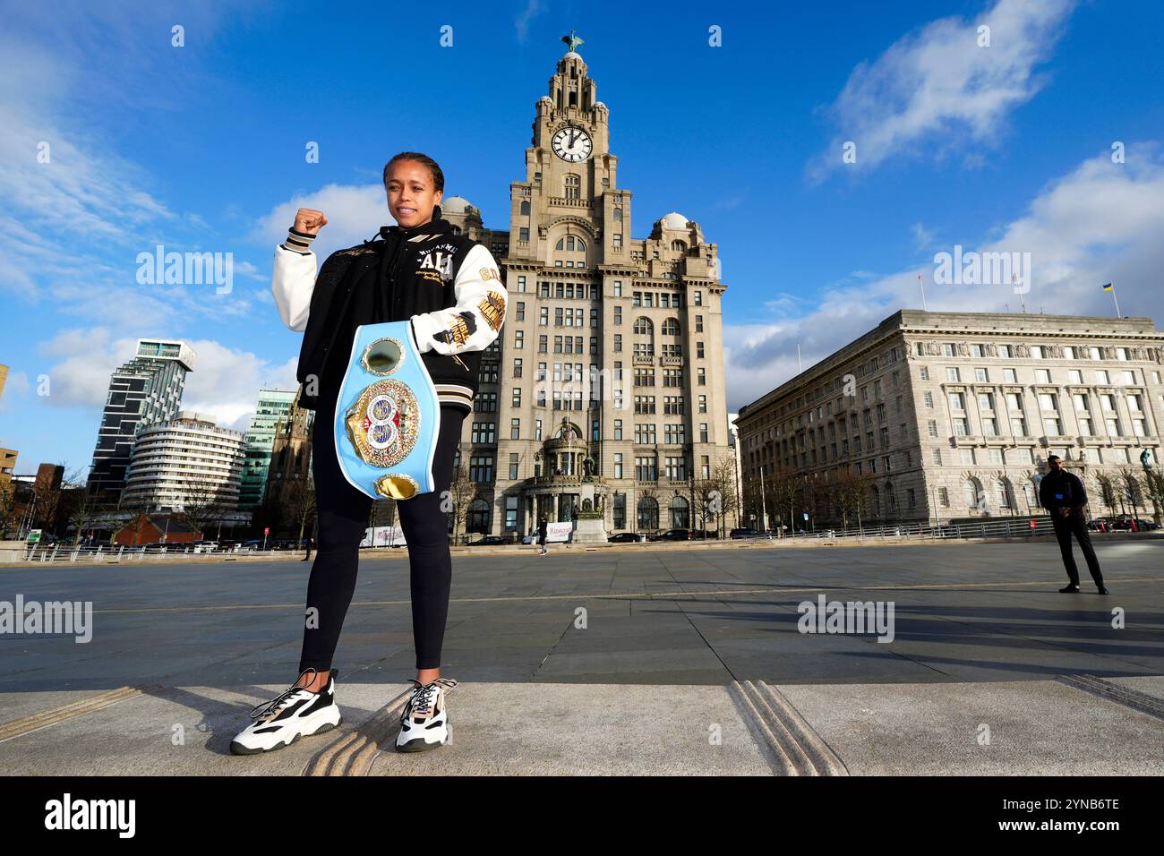 Boxer Natasha Jonas poses outside the Royal Liver Building during a ...