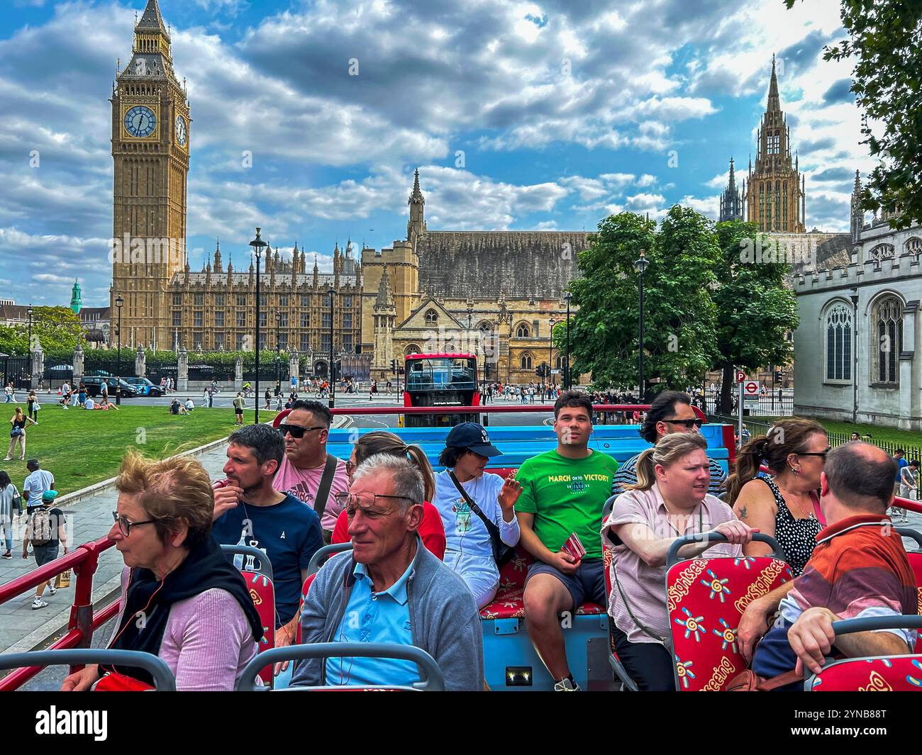 London, England, Group People, Tourists, Sightseeing on Double Decker ...