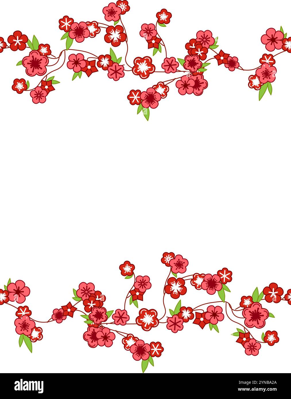 Card border seamless with graphic sakura branch cherry blossom design ...