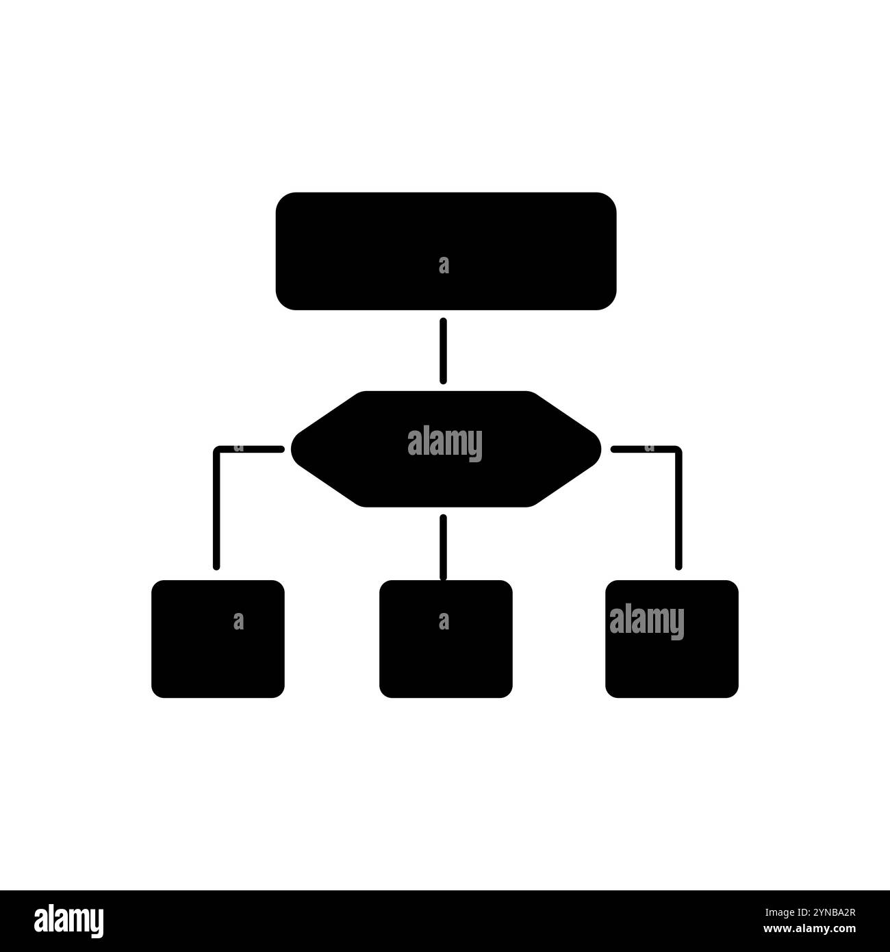 Black flowchart for team connections and structured organization Stock ...