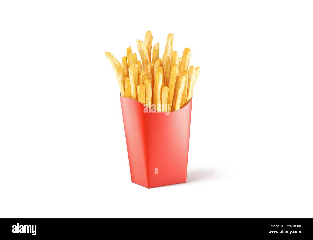 Blank red paper pack with french fries mockup, side view, 3d rendering ...