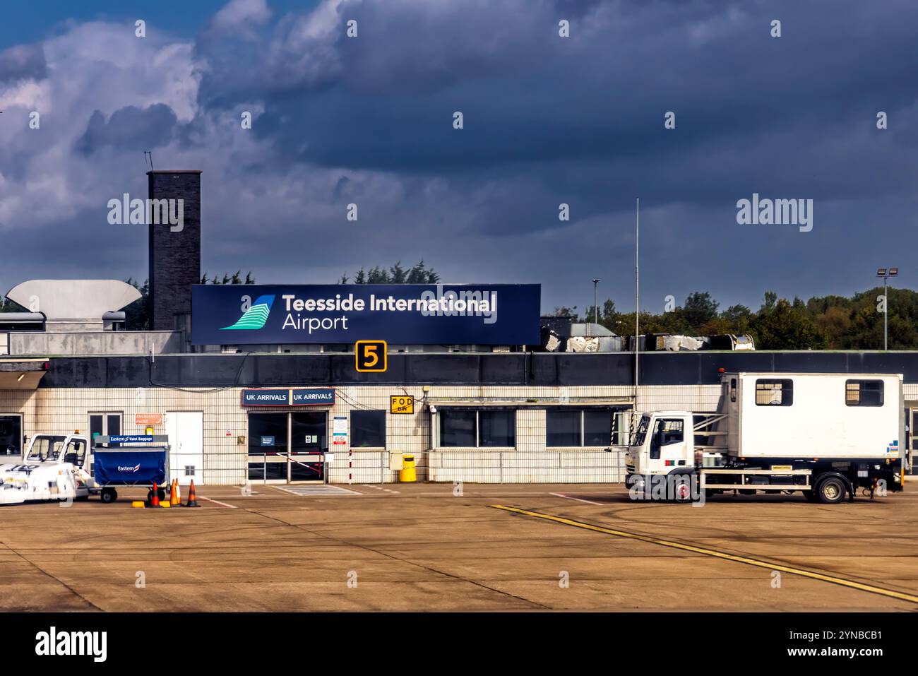 View of terminal buildings at Teesside International Airport, Darlington, County Durham, England ...
