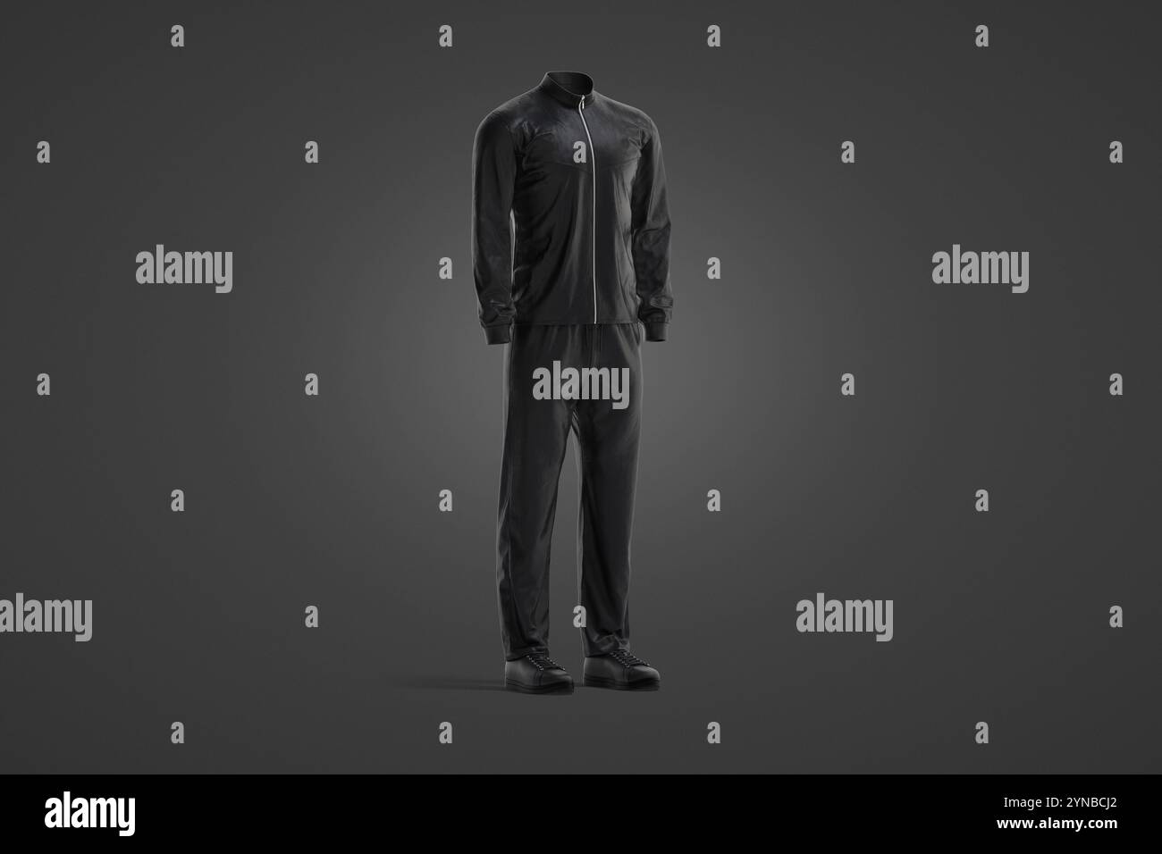Blank black sport team uniform mockup, dark background, 3d rendering ...