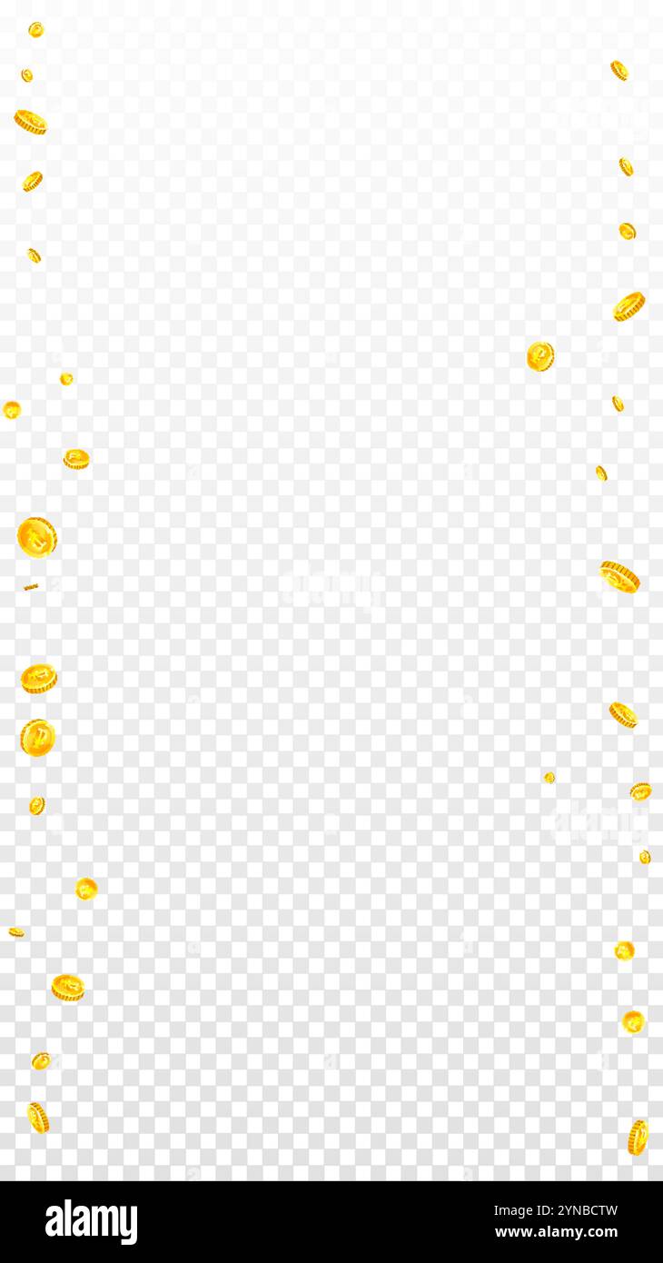 Russian ruble coins falling. Scattered gold RUB coins. Russia money ...