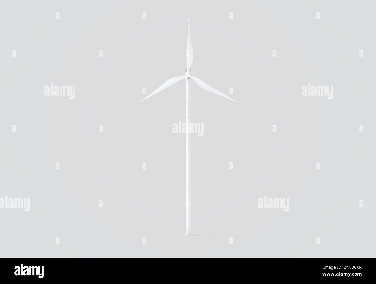 Blank white wind turbine mockup, front view, gray background, 3d ...