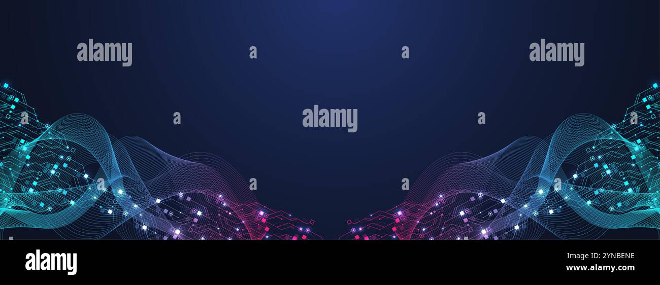 Artificial Intelligence or machine learning illustration design. Quantum computer technology ...