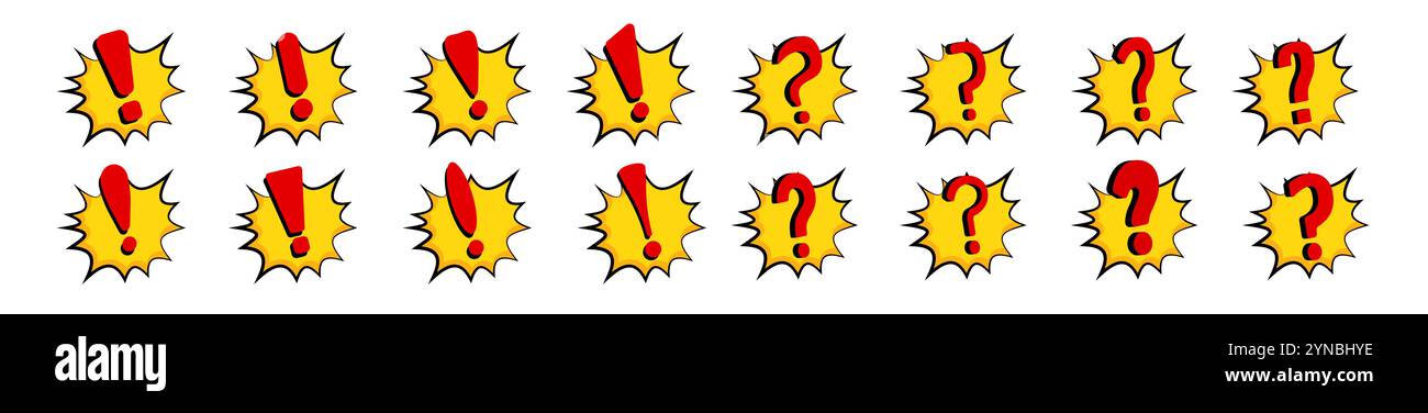 Explosive red and yellow symbols for urgent alerts and warnings Stock ...