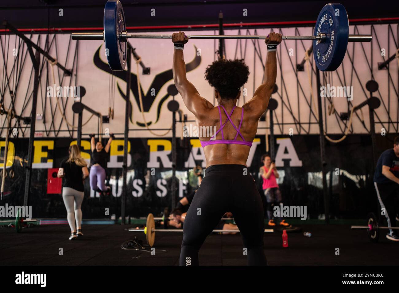 Indoor and outdoor CrossFit Training, female and male bodybuilder Stock ...