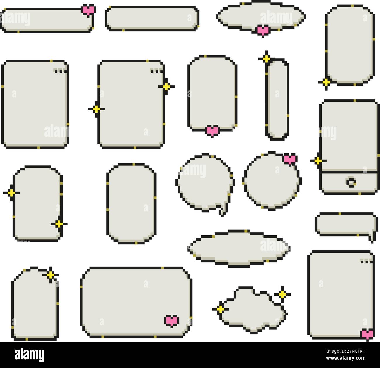 Pixel frame border banner set collection retro 8-bit vector Stock ...