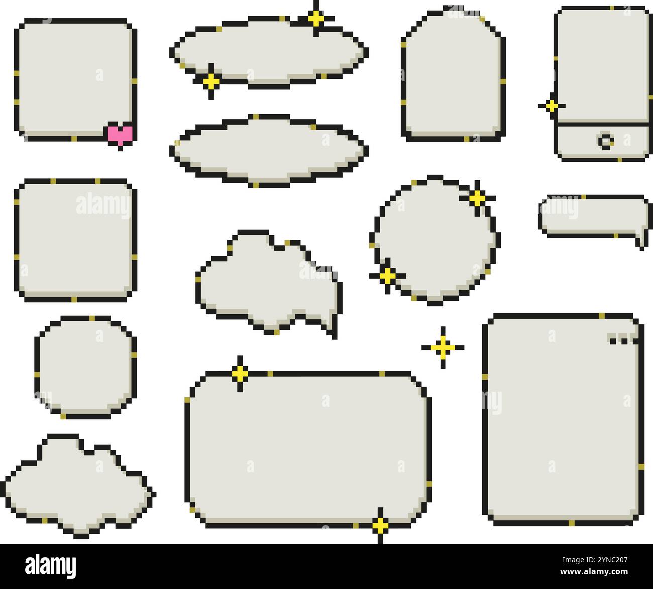 Pixel frame border banner set collection retro 8-bit vector Stock ...