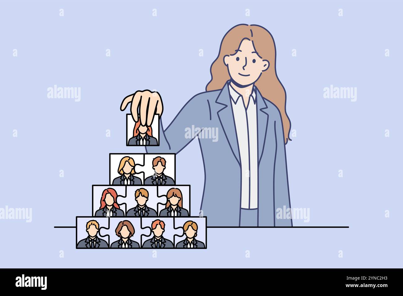 Woman recruiter is engaged in team building and creating corporate ...