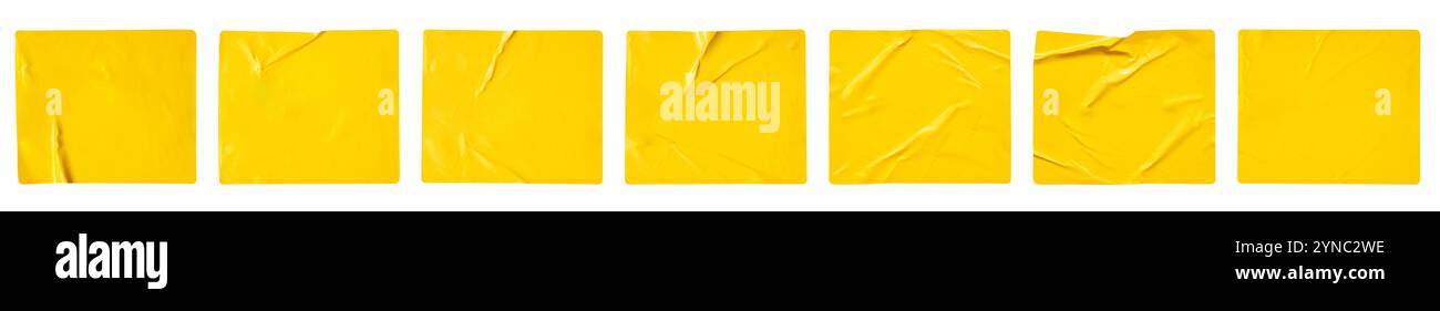 Blank yellow paper sticker label set isolated on white background Stock ...