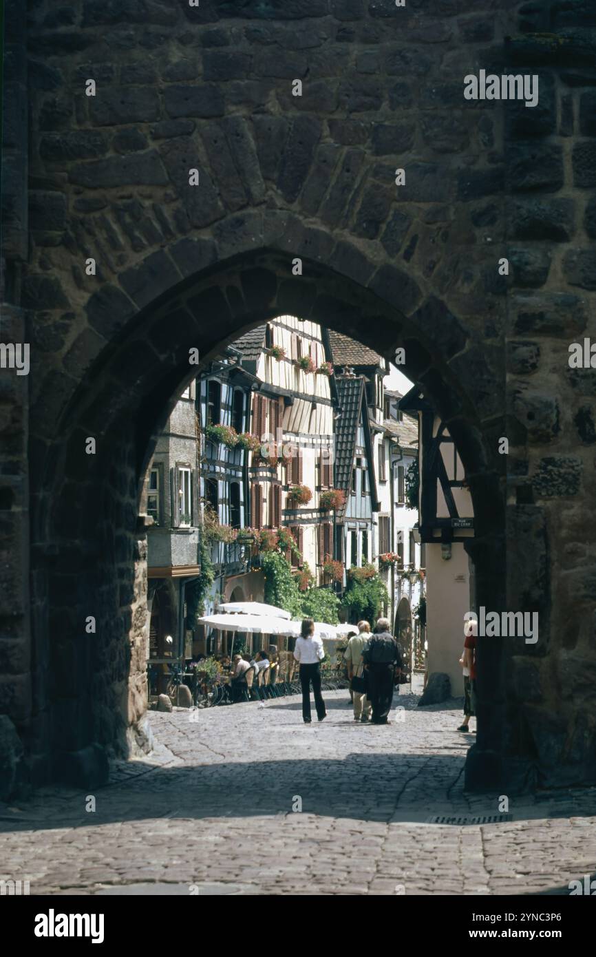 Riquewihr, Alsace, Grand Est region, France: exterior of typical half ...