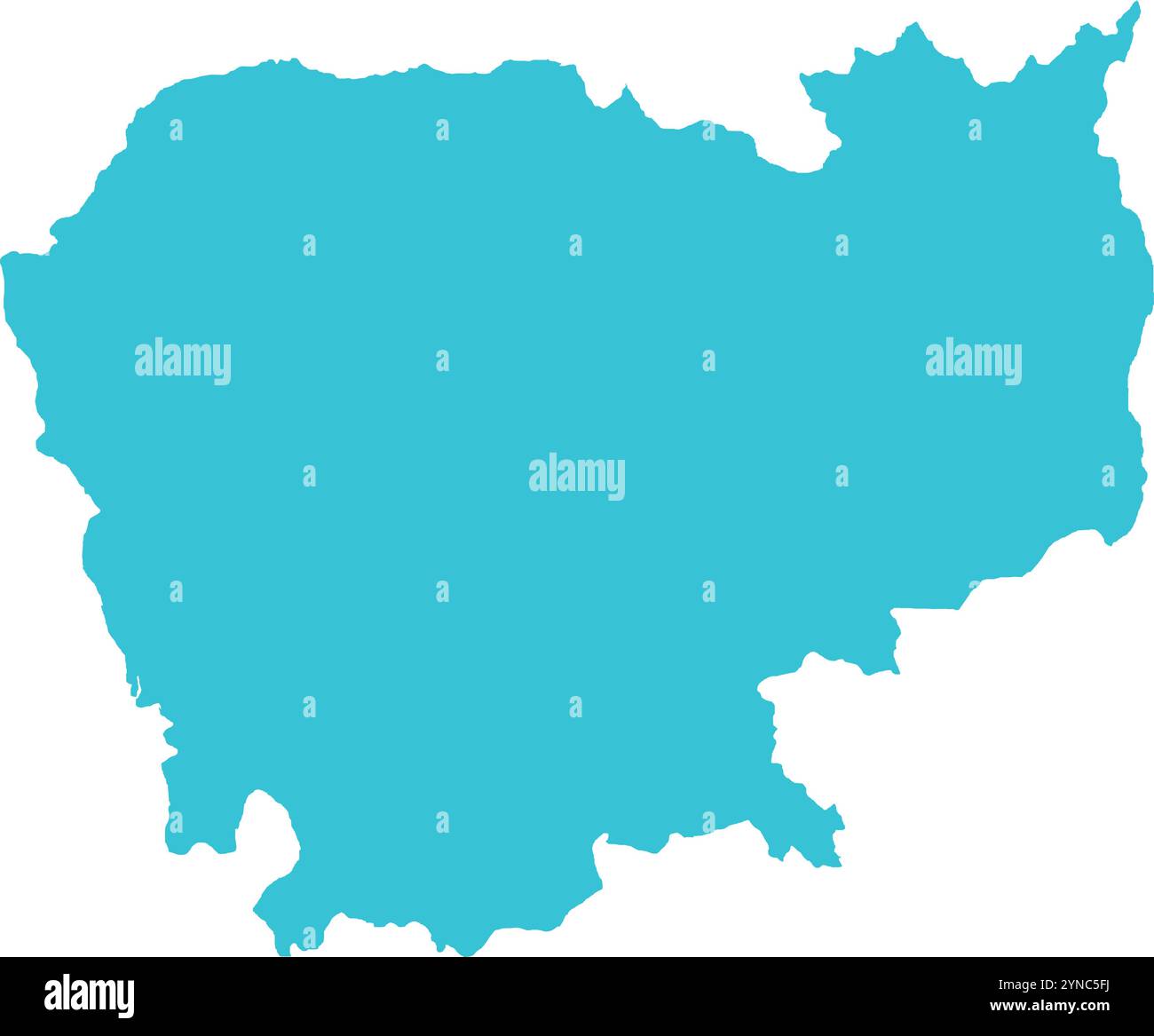Cambodia MAP in Blue, Country Map, Cambodia, Border Map, Border line of ...