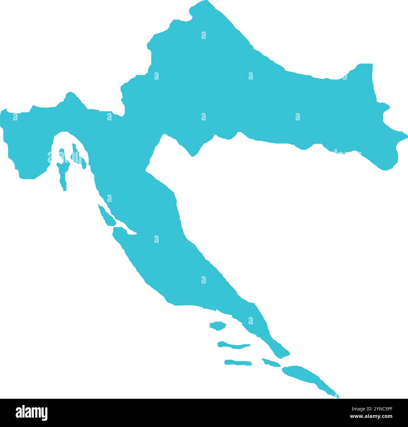 Croatia MAP in Blue, Country Map, Croatia, Border Map, Border line of ...