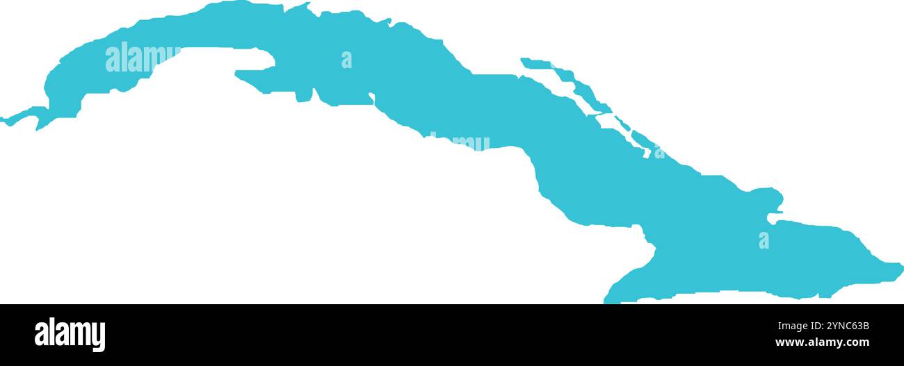 Cuba MAP in Blue, Country Map, Cuba, Border Map, Border line of Cuba ...